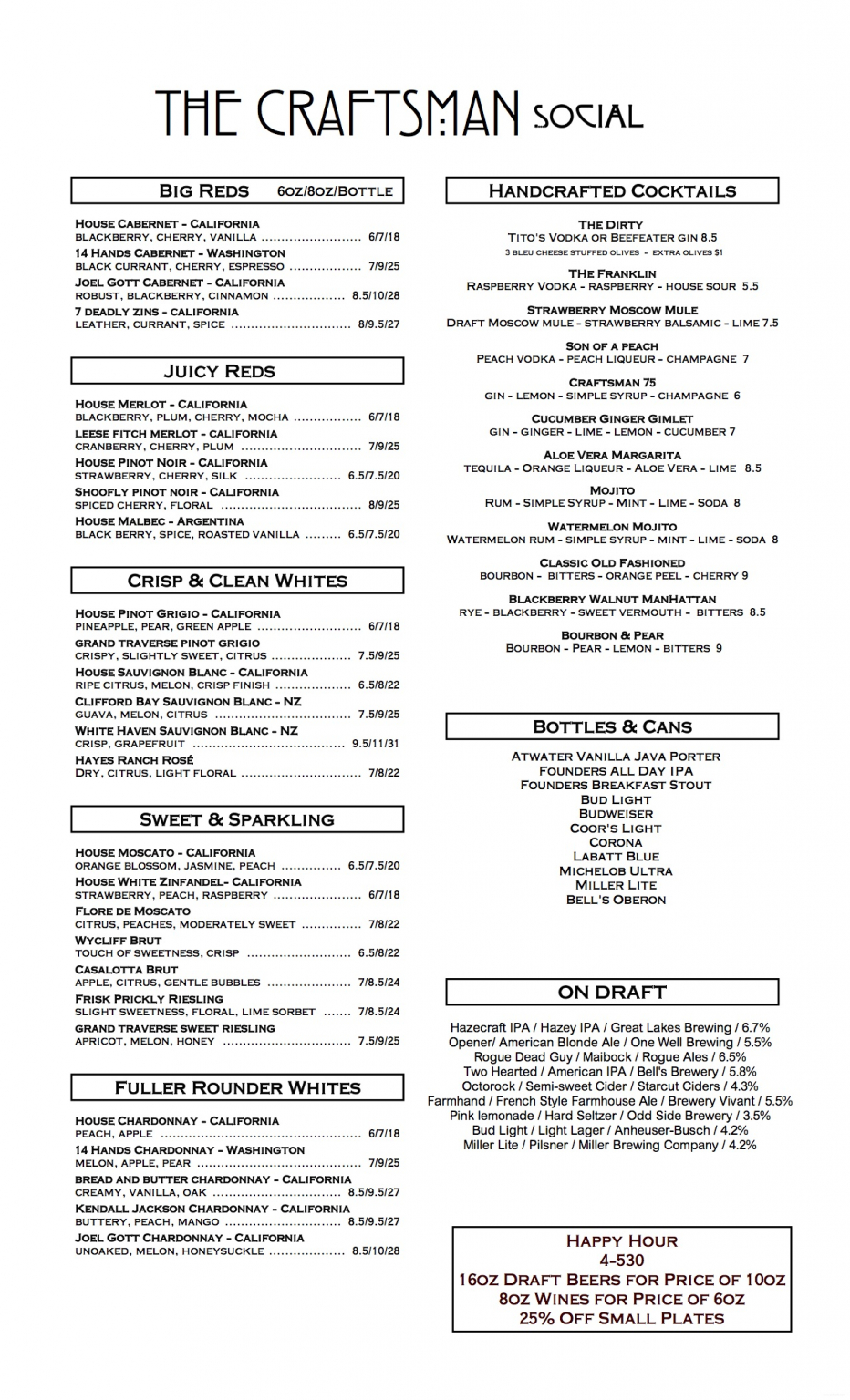 Current Menu | The Craftsman Chop Co.